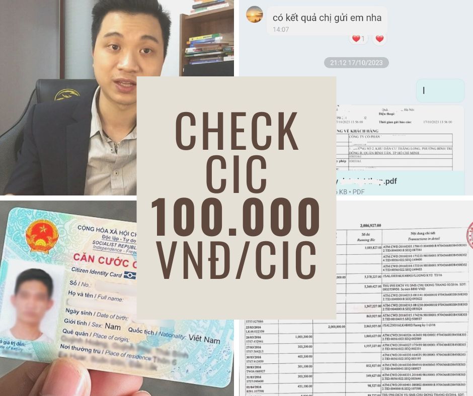 DỊCH VỤ KIỂM TRA NỢ XẤU - CIC 5 Năm - Phí 100.000 vnđ/ CIC
